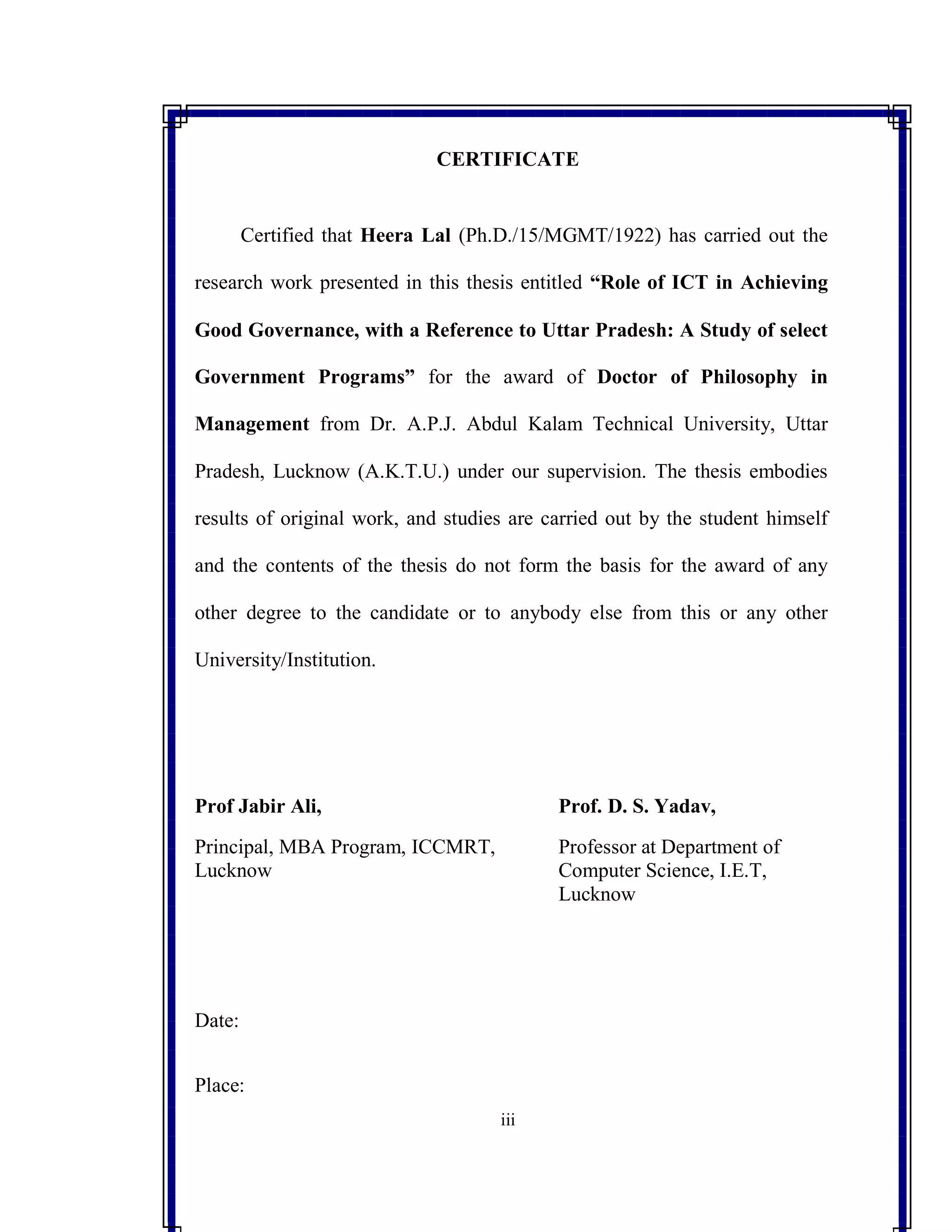 Ph.D. Thesis By Heera Lal | PDF