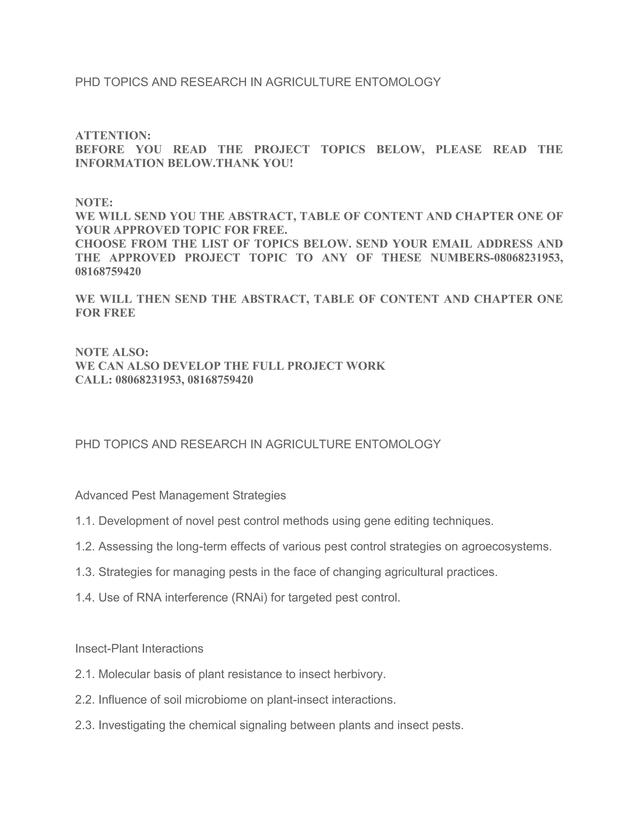 PHD TOPICS AND RESEARCH IN AGRICULTURE ENTOMOLOGY-27-05-24.docx