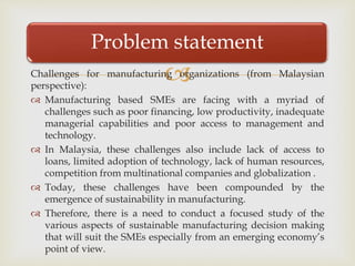 Development of sustainable manufacturing decision making models for ...