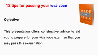Preparing for your viva voce dissertation defence. | PDF