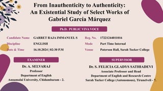 From Inauthenticity to Authenticity: An Existential Study of Select ...