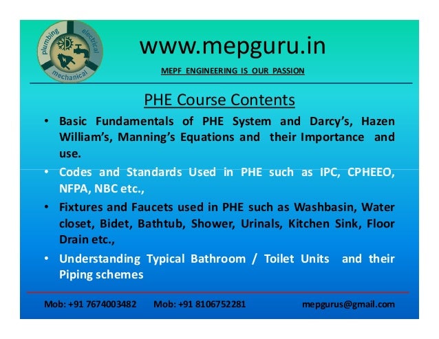 Phe course contents MEP Consultants and Trainers at AP's New Capital