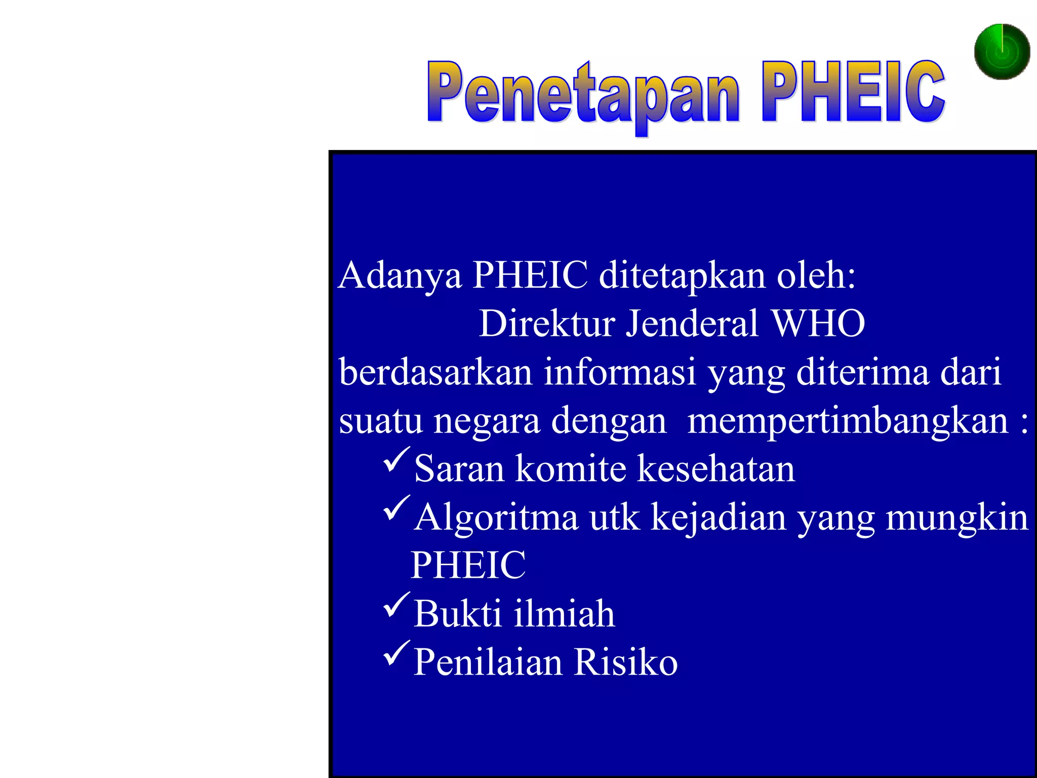 Public Helath Emergency Concern (PHEIC) | PPT