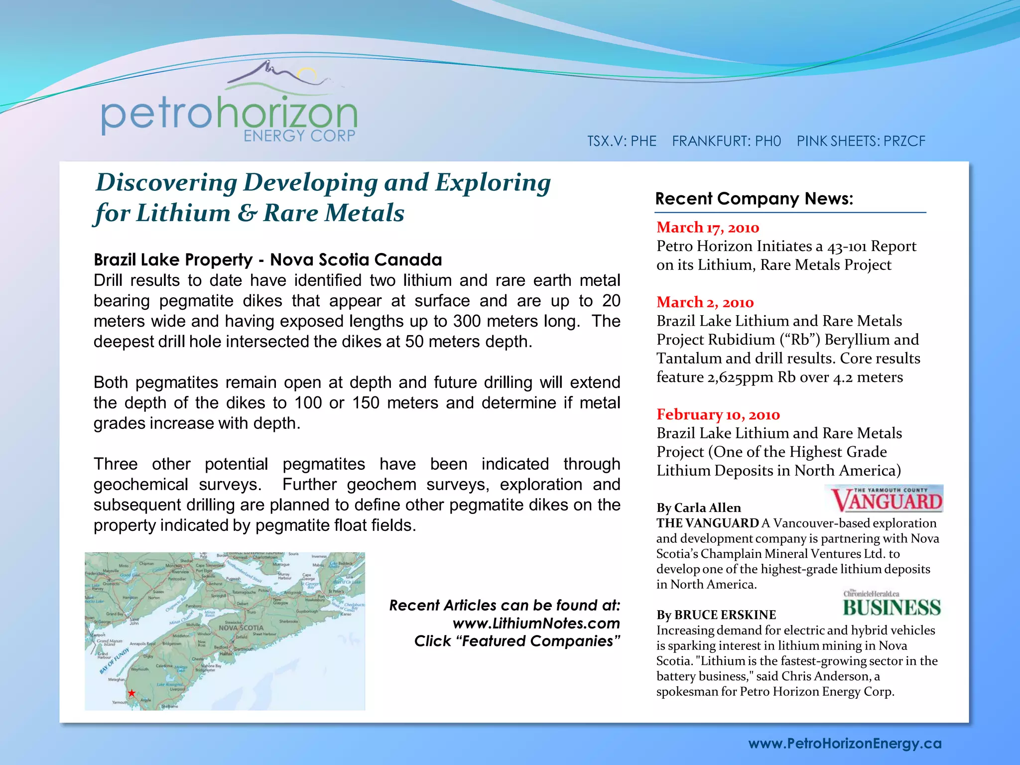 Lithium and Rare Metals - Nova Scotia | PDF