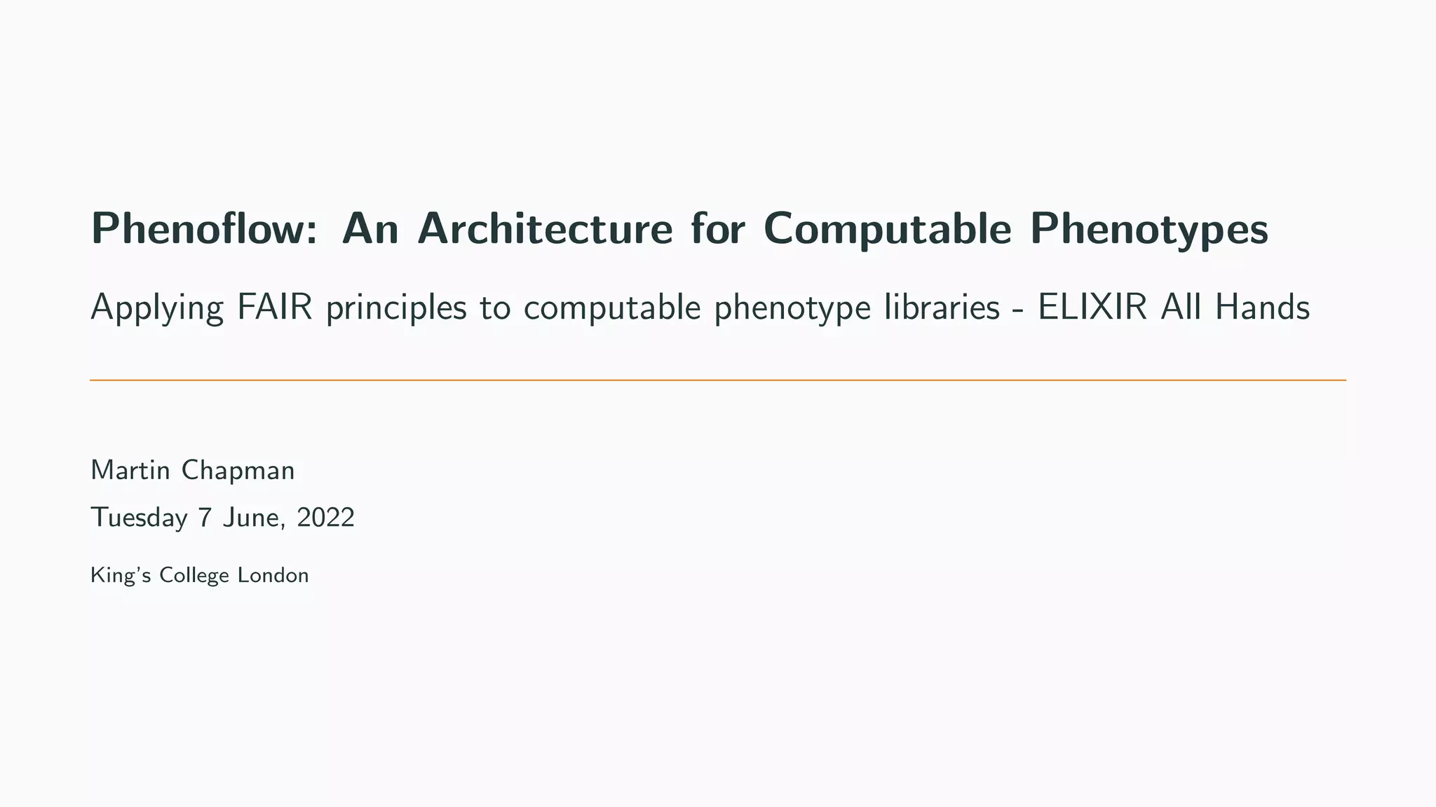 Phenoflow: An Architecture for Computable Phenotypes | PPT