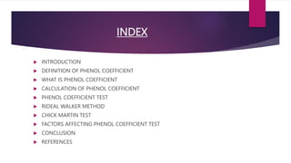 Phenol Coefficient | PPTX