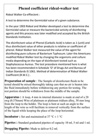 Phenol coefficient rideal | PDF