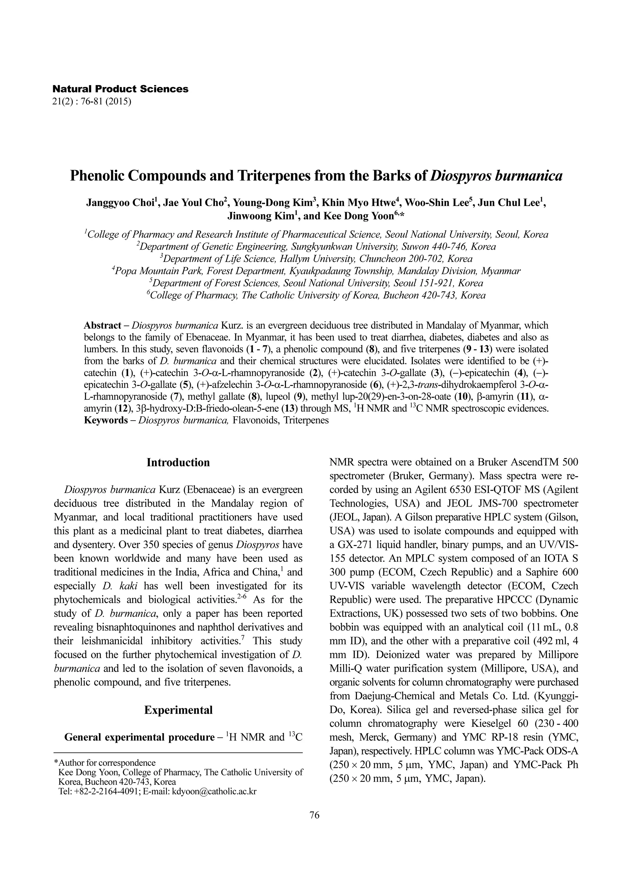 Phenolic Compounds and Triterpenes from the Barks of Diospyros ...