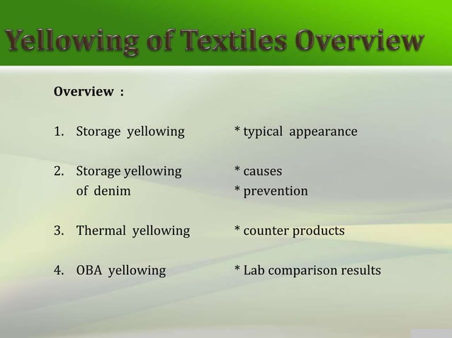 Phenolic yellowing of textiles | PPTX | Indoor Environmental Quality | Home & Garden