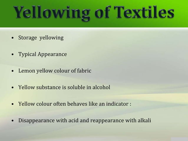 Phenolic yellowing of textiles | PPTX | Indoor Environmental Quality ...
