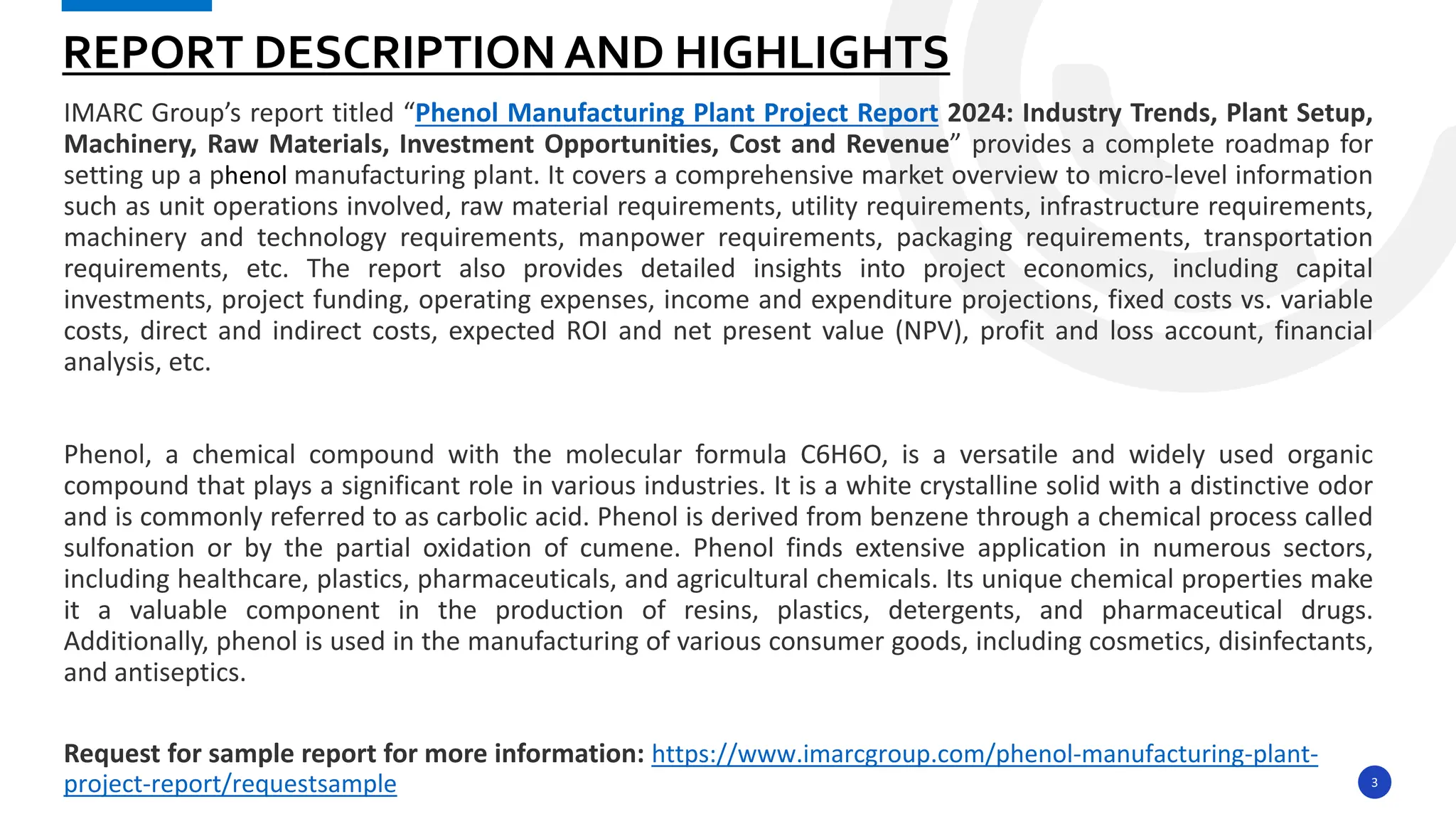 Phenol Manufacturing Plant Project Report 2024 Edition.pptx