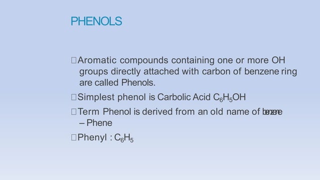 Phenols | PPTX | Chemistry | Science