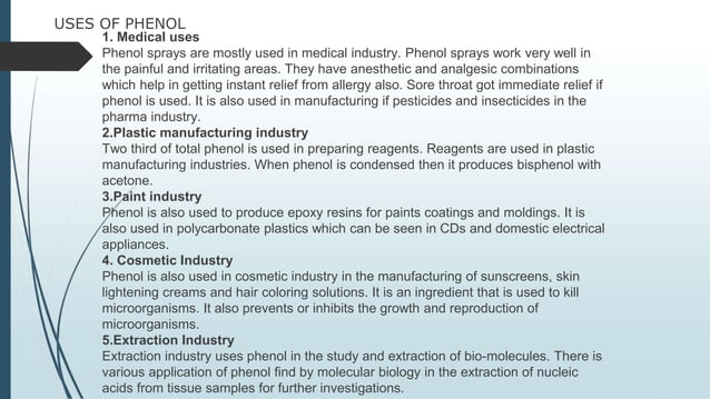 Phenols | PPTX | Chemistry | Science