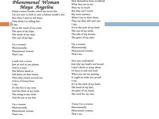 Phenomenal Woman By Maya Angelou- Interpreted by Hem BK | PPTX
