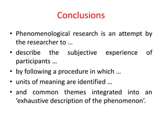 Brief Introduction to Phenomenological Research | PPT