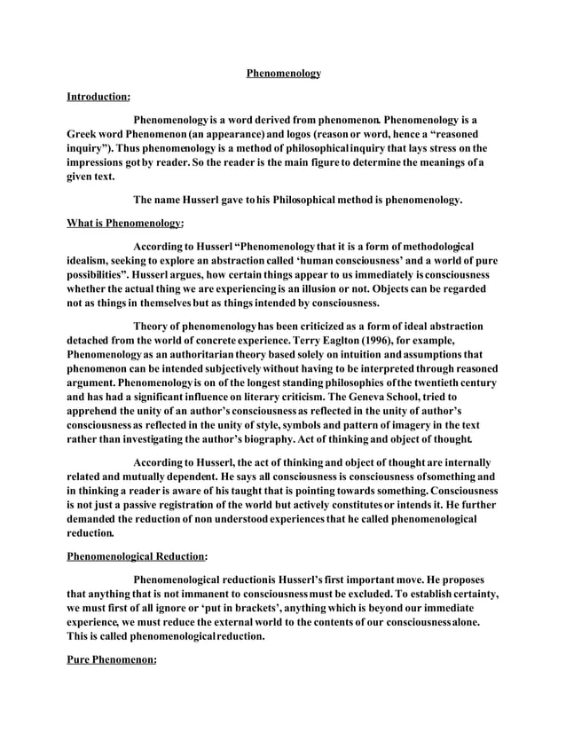 Phenomenology | DOC | Science