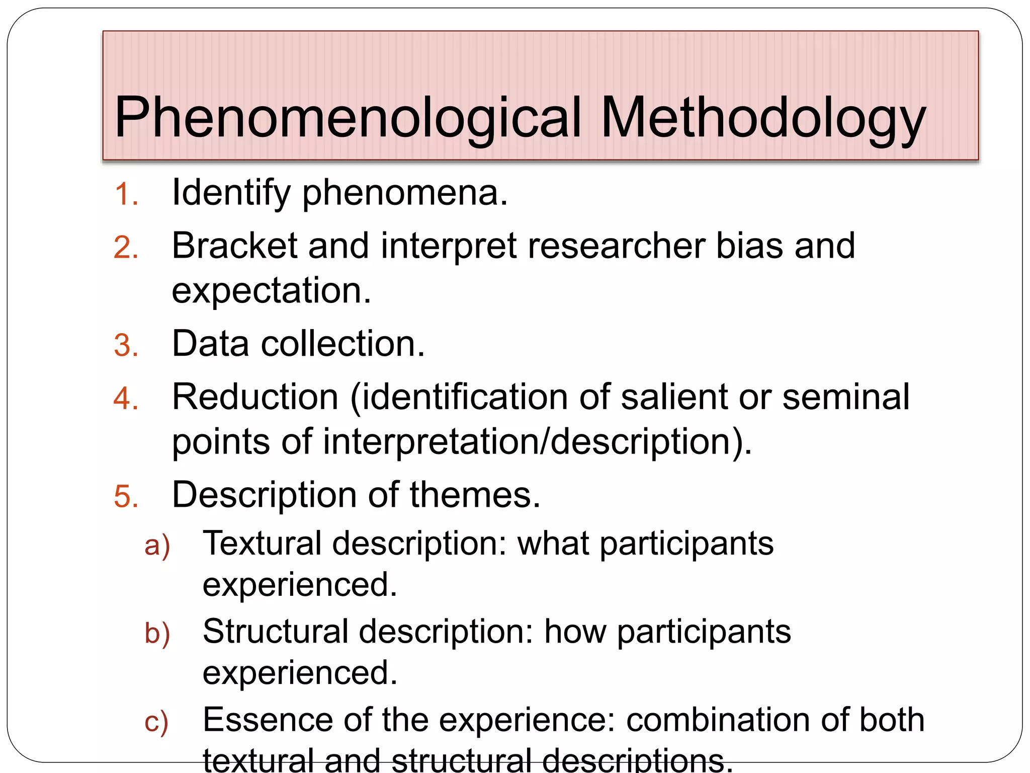 Phenomenology: concept, types, characteristics, purpose | PPTX