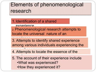 Phenomenology: concept, types, characteristics, purpose | PPTX
