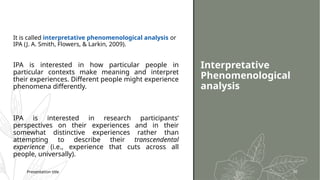 Phenomenological Research: Experience & Consciousness | PPTX