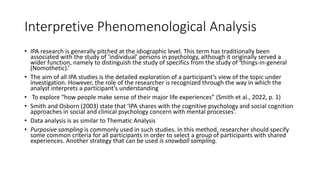 PHENOMENOLOGY and Interpretive phenomenological analysis | PPTX