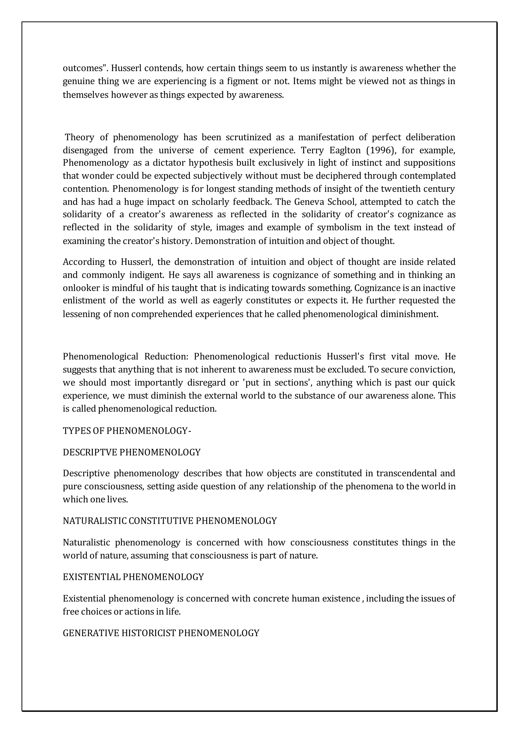 ASSIGNMENT ON PHENOMENOLOGY | DOCX