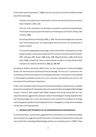 Phenomenology research methodology | DOCX