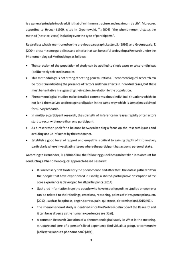 Phenomenology research methodology | DOCX | Science
