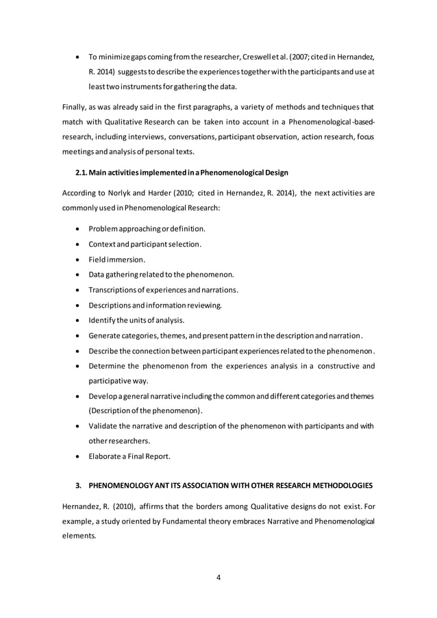 Phenomenology research methodology | DOCX | Science