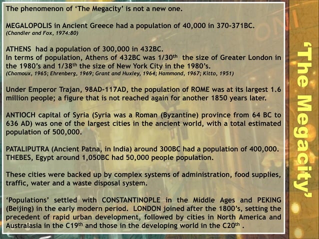 The Phenomenon of the Megacities... or not? - What is a: Μεγάπολις ...