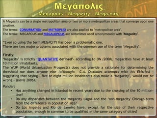 MINUS EKISTICS interactive: The Phenomenon of the Megacities or not ...