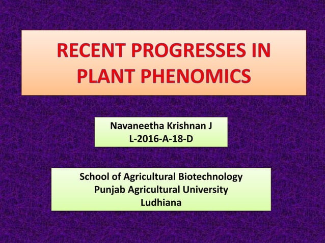 Plant Phenomics | PPTX | Agriculture | Industries