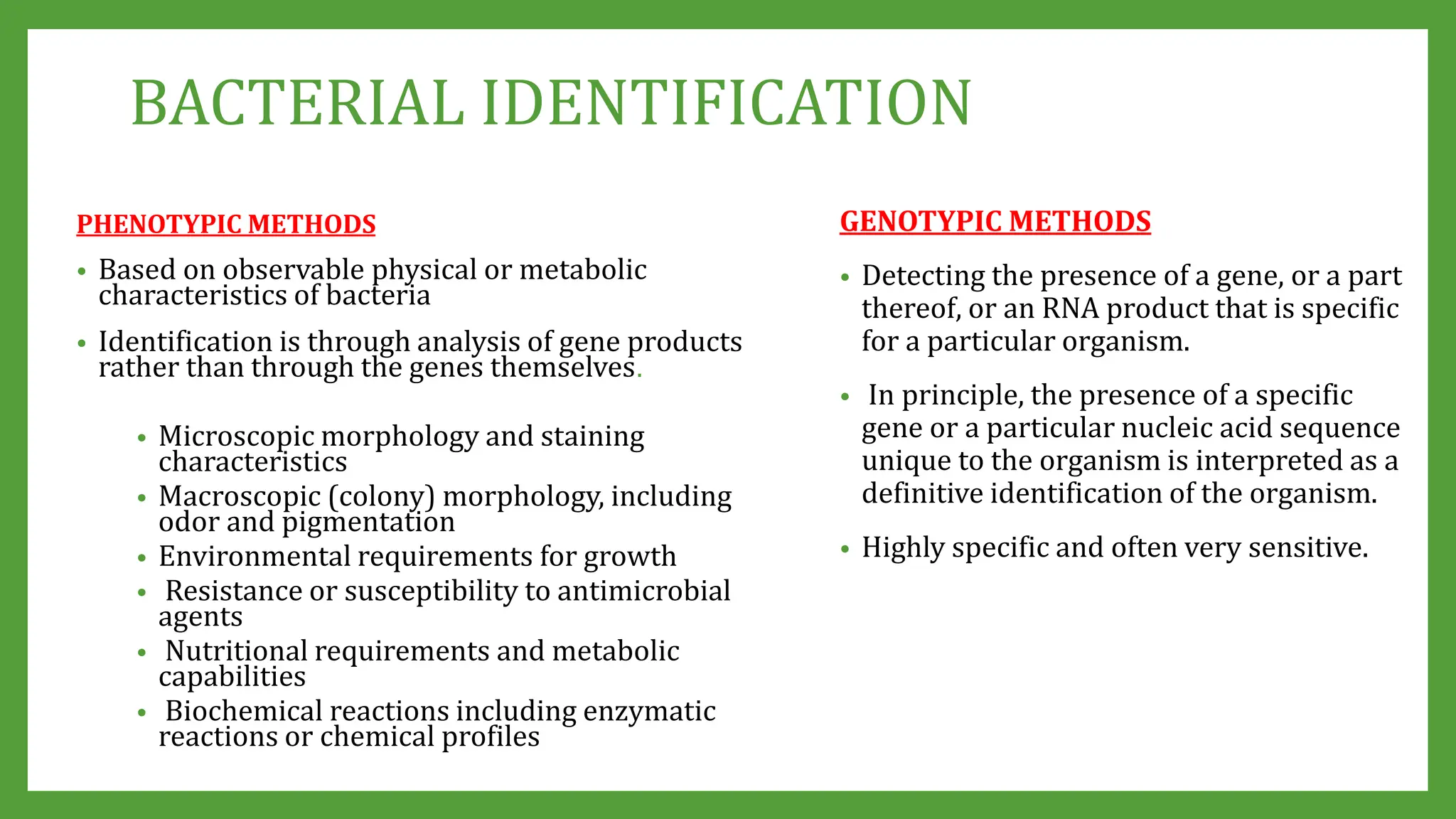 Phenotypic Methods Of Bacterial Identification Conventional And Automatedpptx Infectious