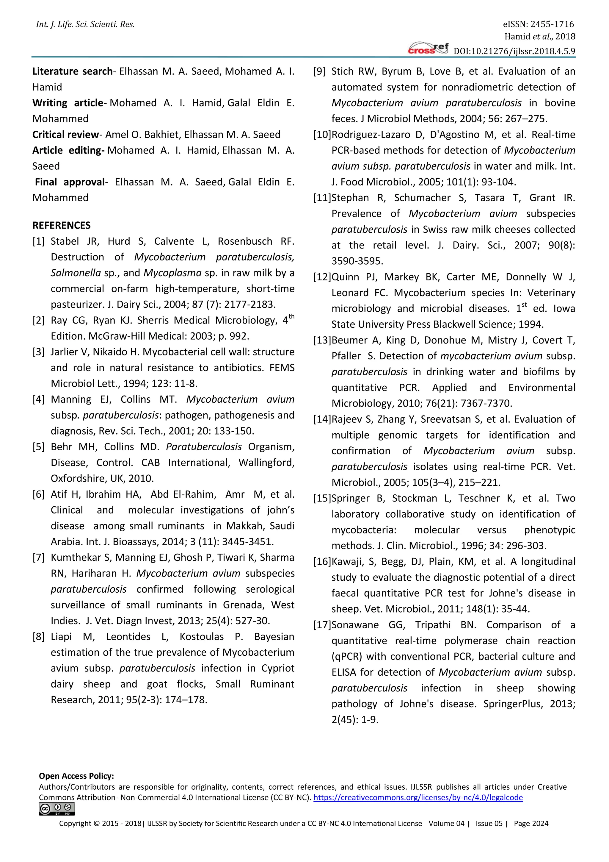 Phenotypic and Molecular Detection of Mycobacterium avium subsp ...
