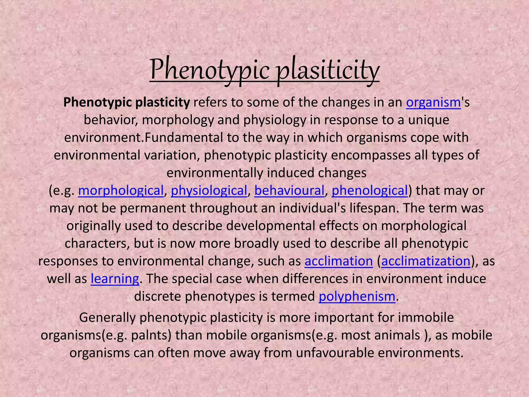 Phenotypic plasticity | PPTX