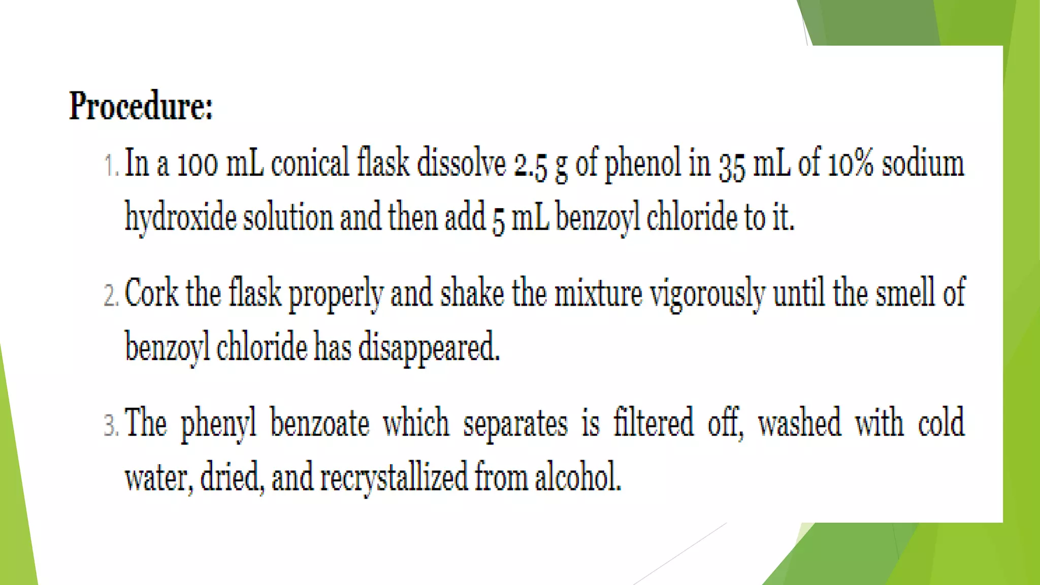 Phenyl benzoate from phenol | PPTX