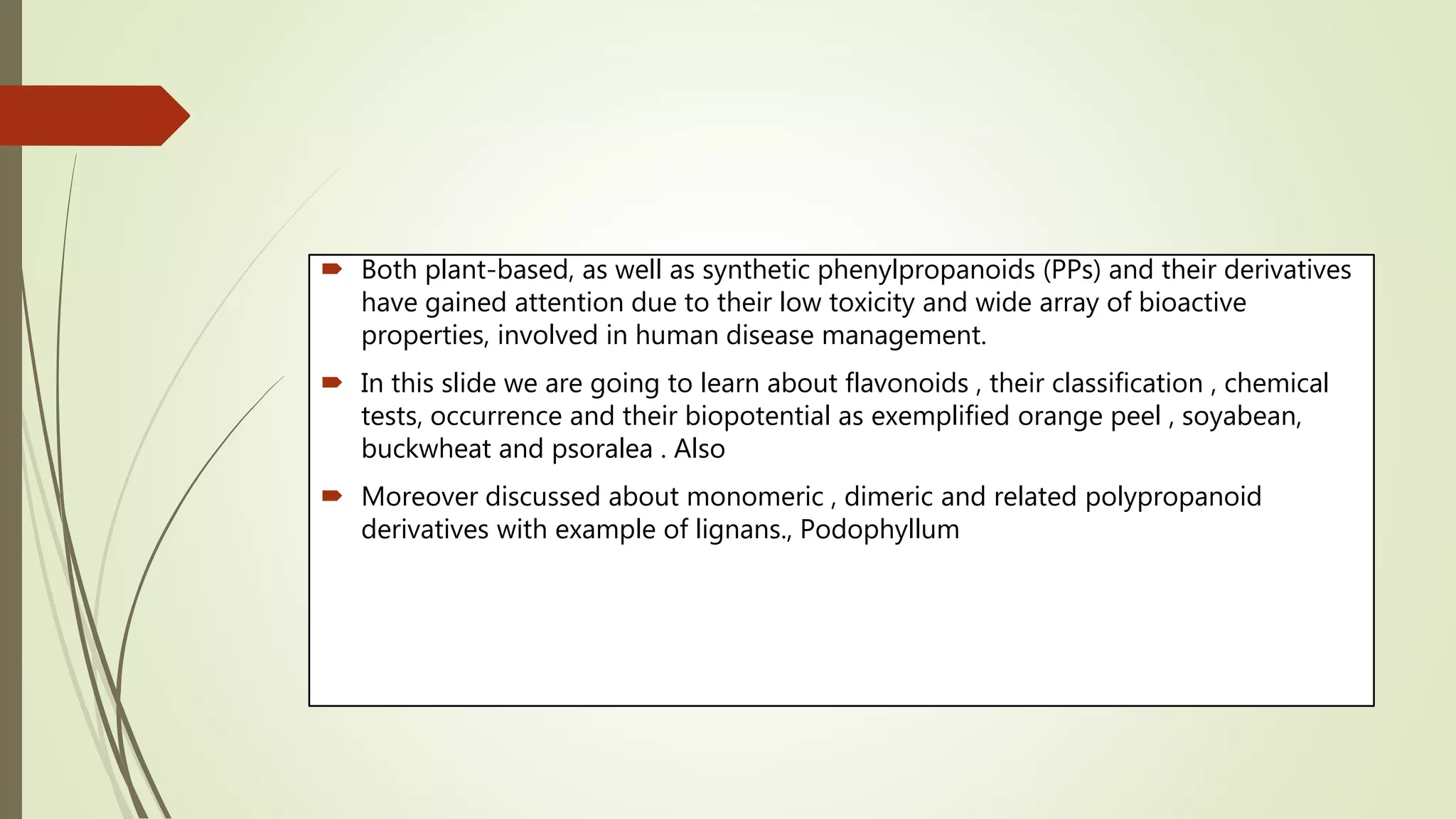 Phenylpropanoids ( Flavonoids, coumarin, lignan ) | PPTX