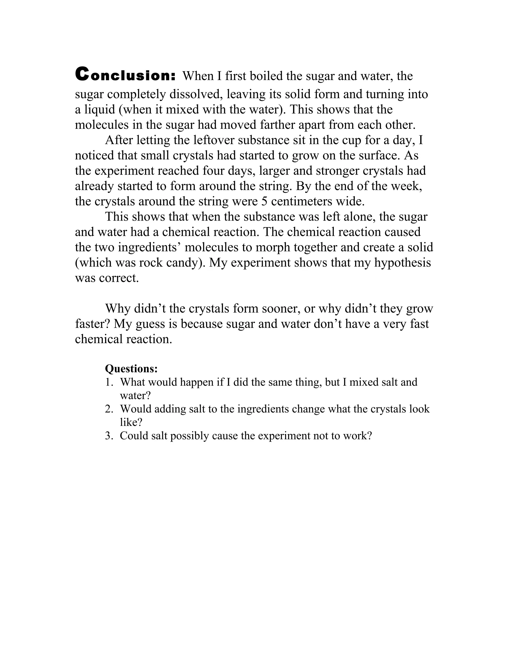 Rock Candy Experiment | DOC