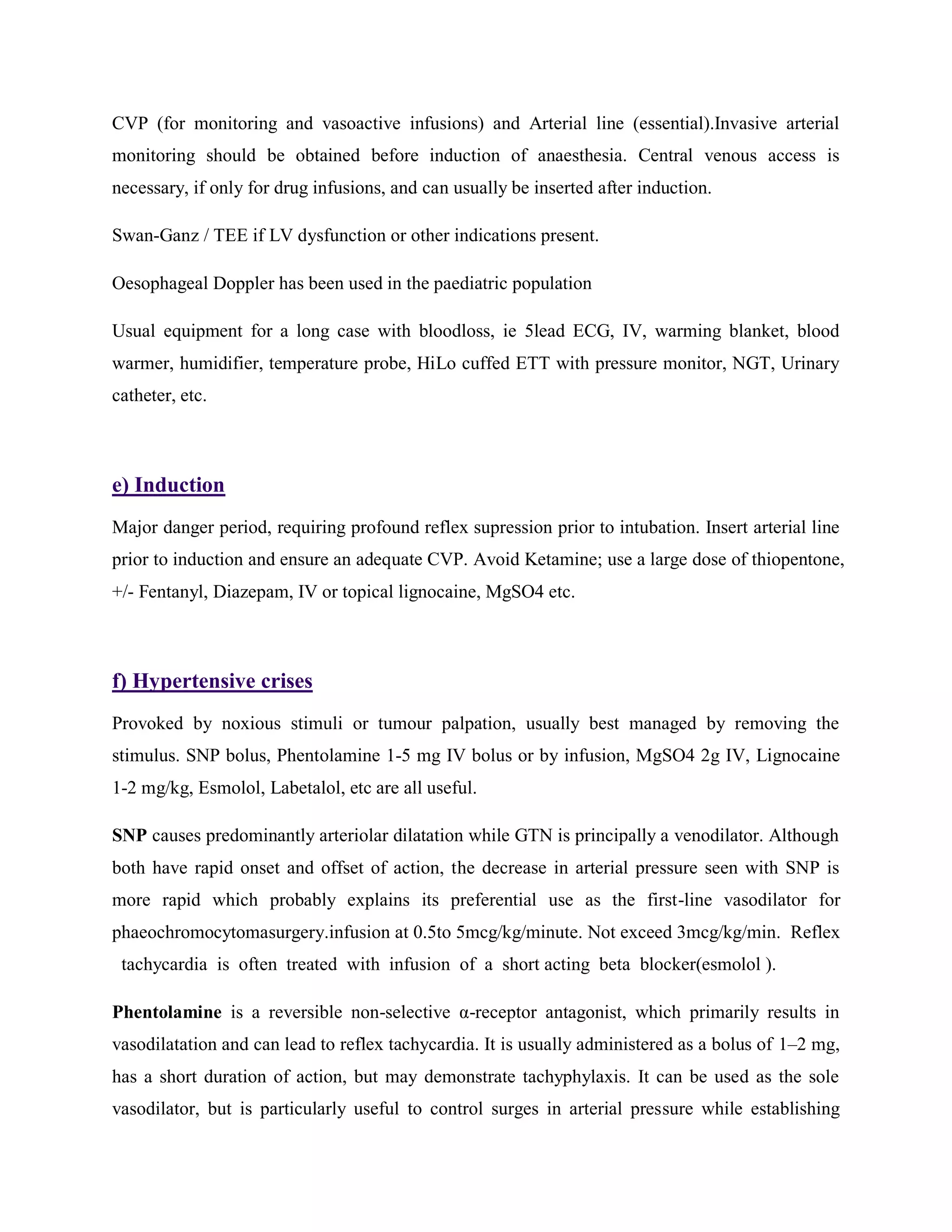 Pheochromocytoma Anesthesia | PDF