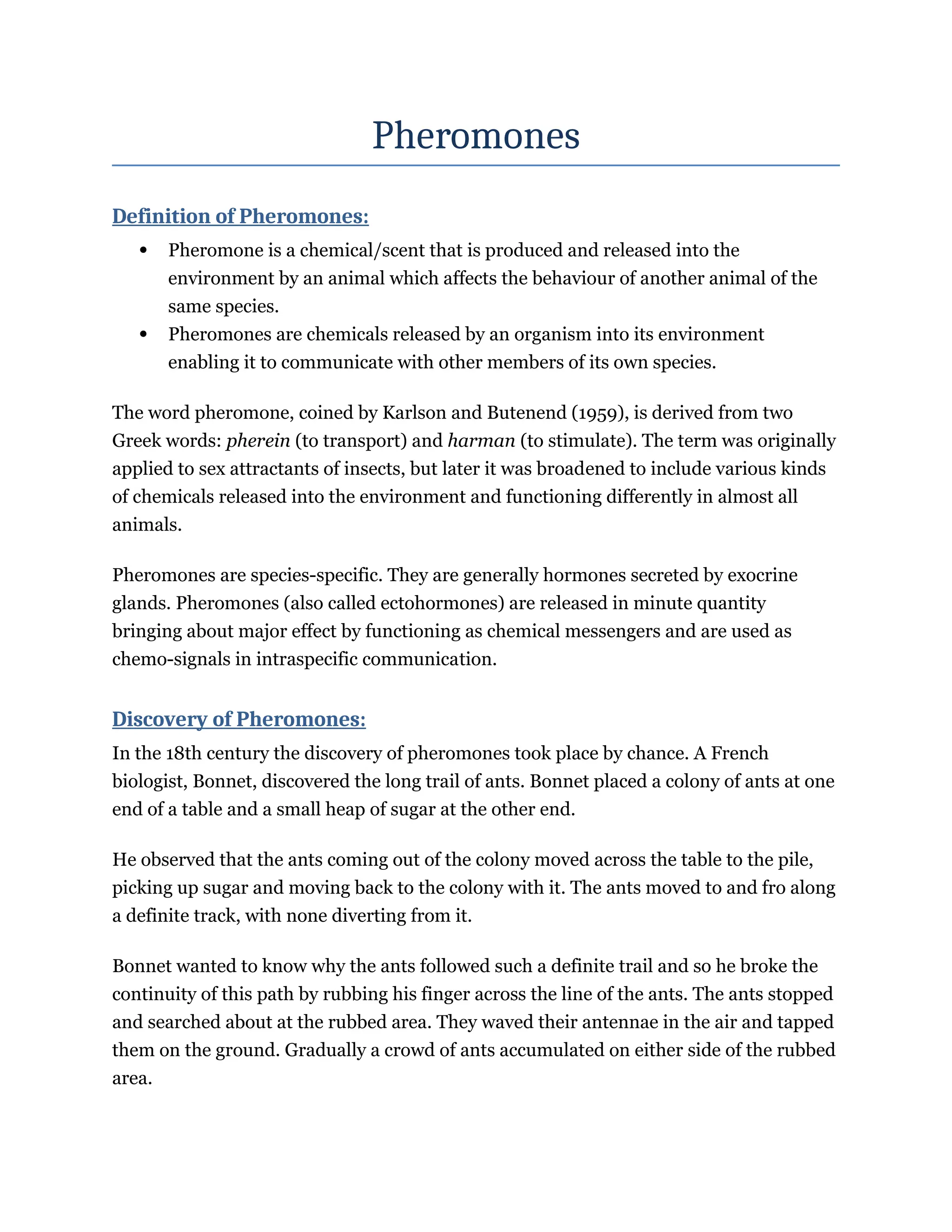Pheromones (Definition, discovery, classification, pheromones in ...