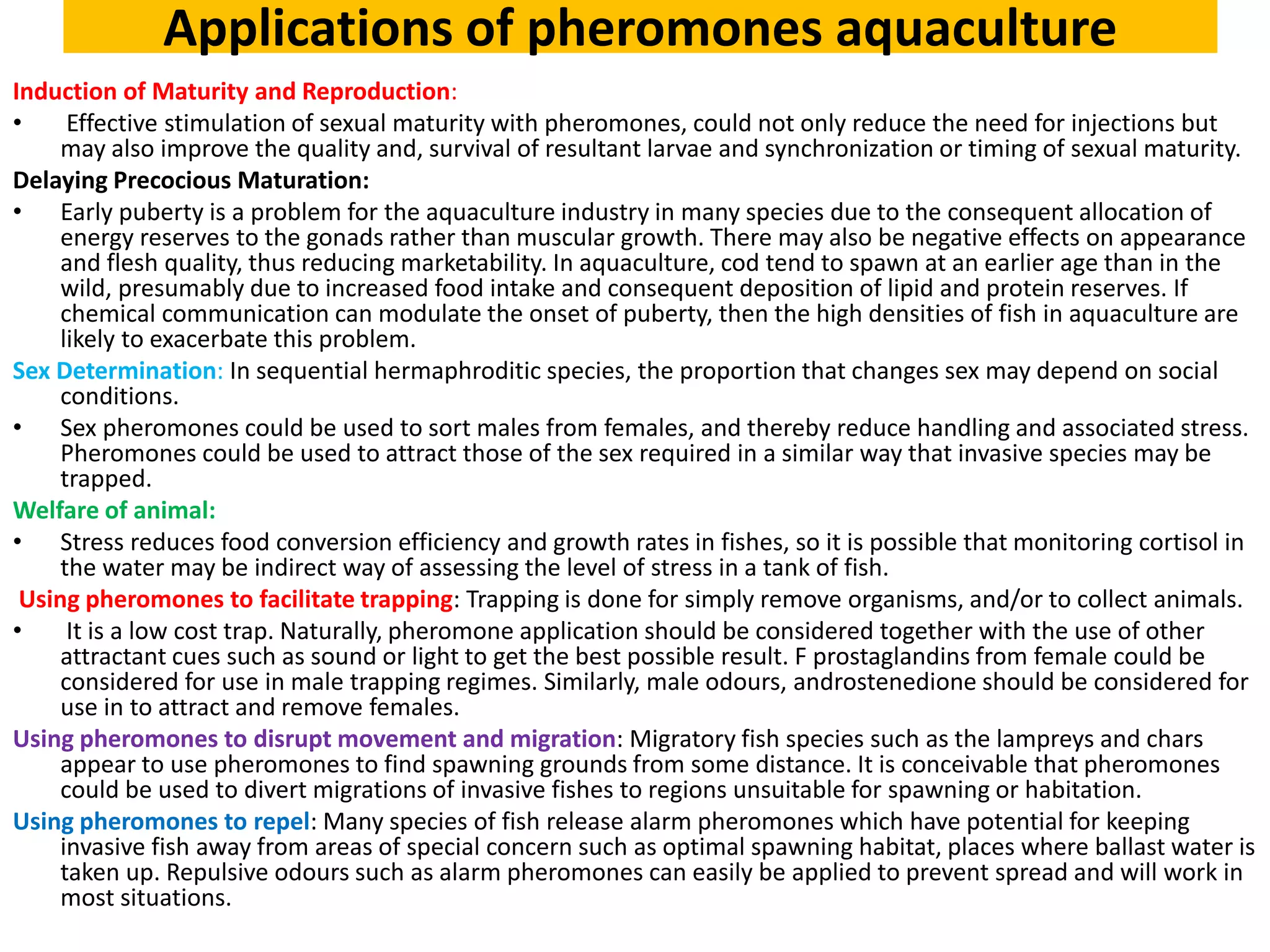 Pheromones in fishes and their applications in Fisheries and ...