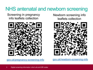 NHS screening leaflet short urls and qr codes | PPT