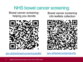 NHS screening leaflet short urls and qr codes | PPT
