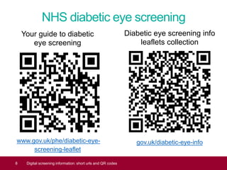 NHS screening leaflet short urls and qr codes | PPT