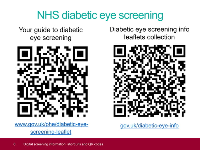 NHS screening leaflet short urls and qr codes | PPT