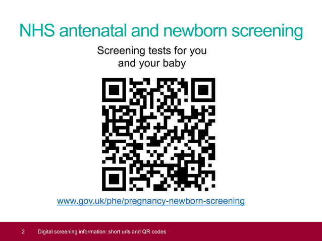 NHS screening leaflet short urls and qr codes PDF | PPT