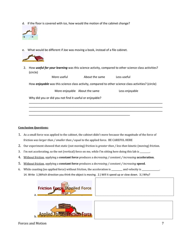 Phet forces student sheet | DOC | Physics | Science