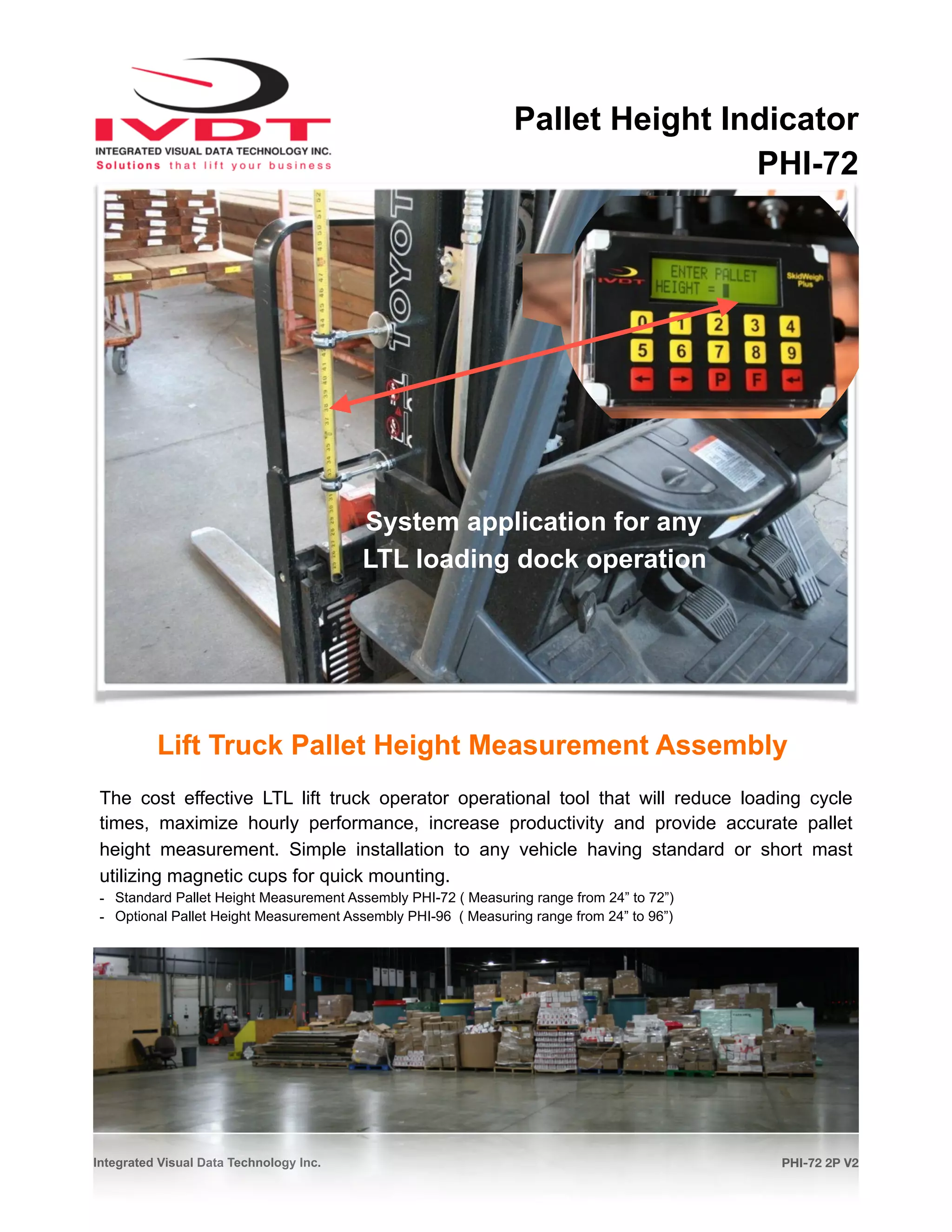 Forklift pallet height indicator, Phi 72 2 p v2 | PDF
