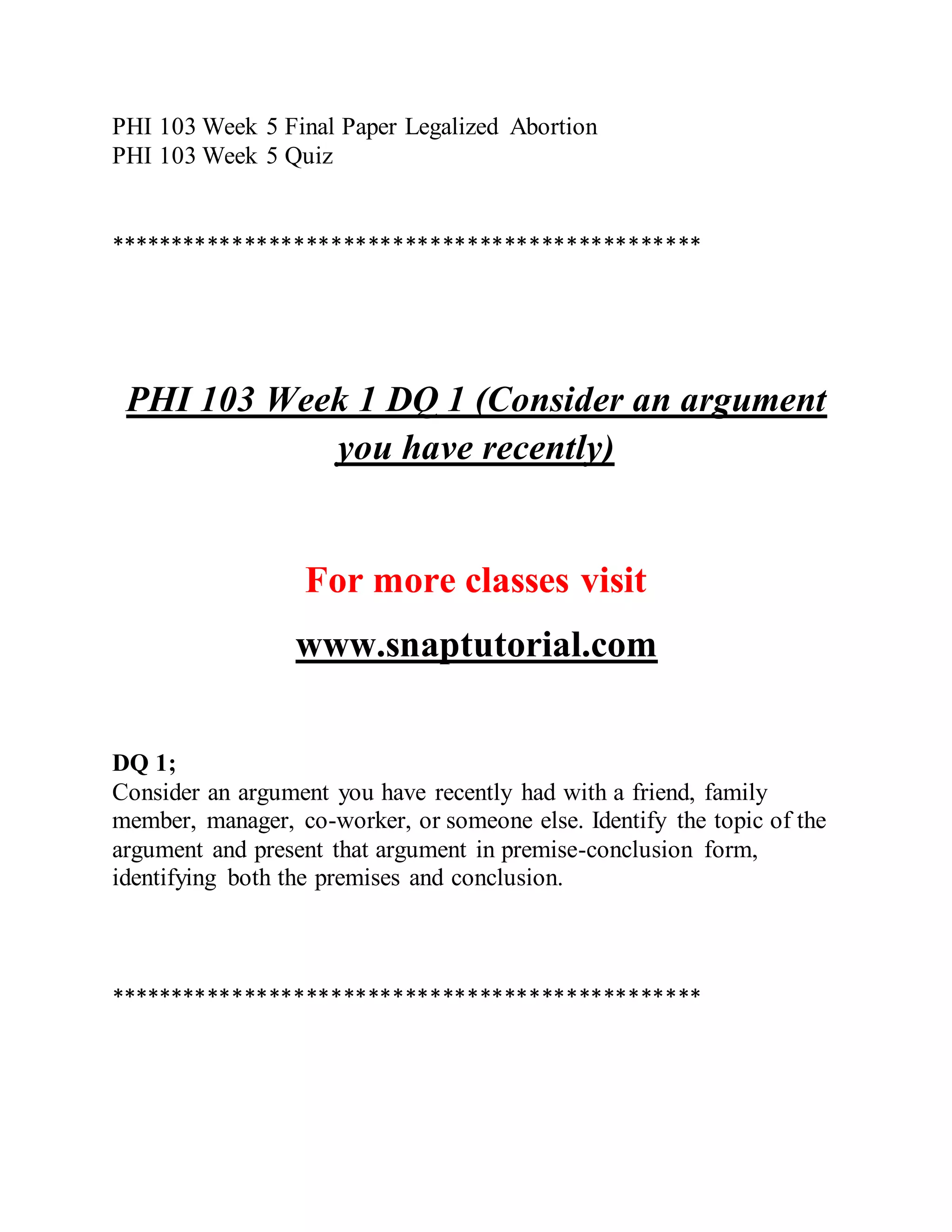 Phi 103 Effective Communication / snaptutorial.com