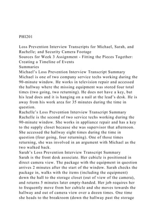 PHI201Loss Prevention Interview Transcripts for Michael, Sar.docx