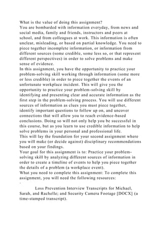 PHI201Loss Prevention Interview Transcripts for Michael, Sar.docx